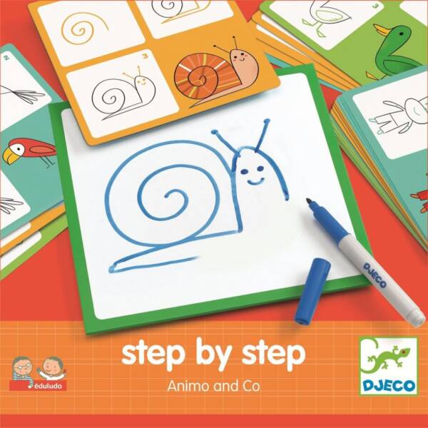 Djeco Tekenkaarten Step by Step Dieren | Alles in Wonderland