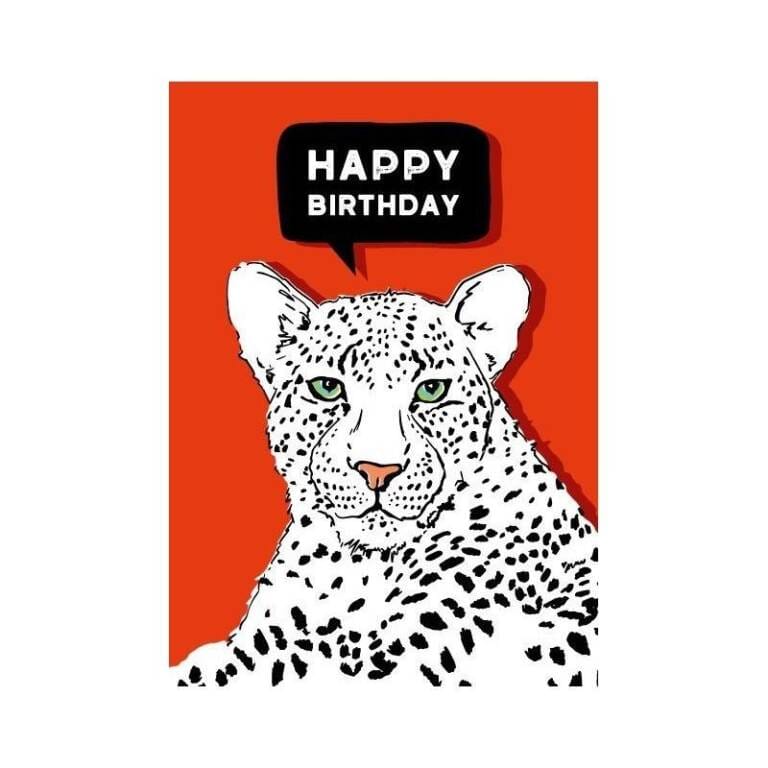 Ansichtkaart Leopard Happy Birthday | Alles in Wonderland