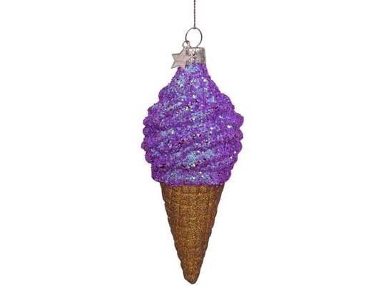 Kerstbal Softijsje Paars met Glitters | Alles in Wonderland