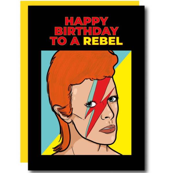 Wenskaart Happy Birthday to a Rebel – David Bowie kaart van Studio Soph