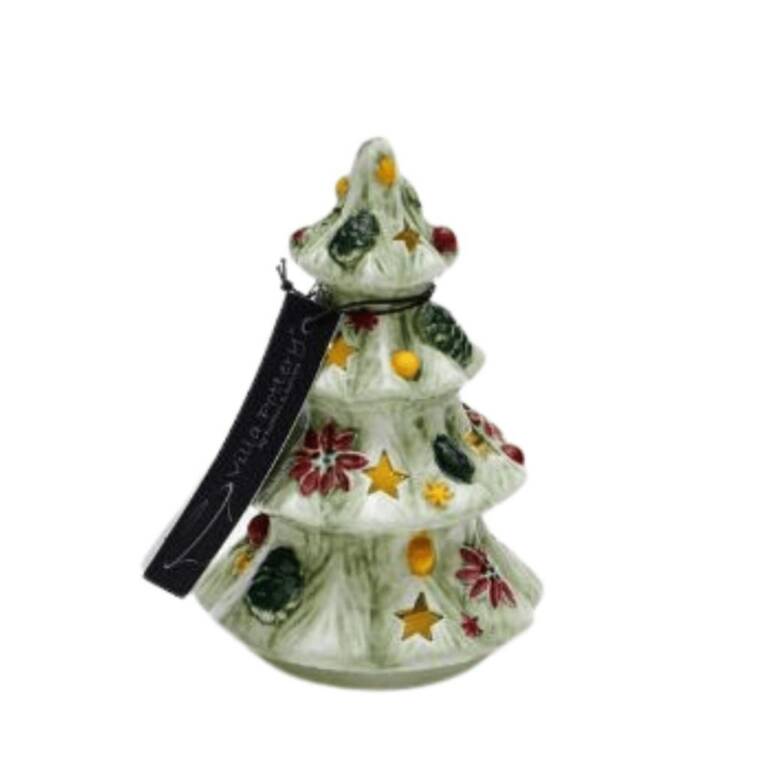 Witte porseleinen kerstboom met LED-licht 24 cm | Luimes & Luimes